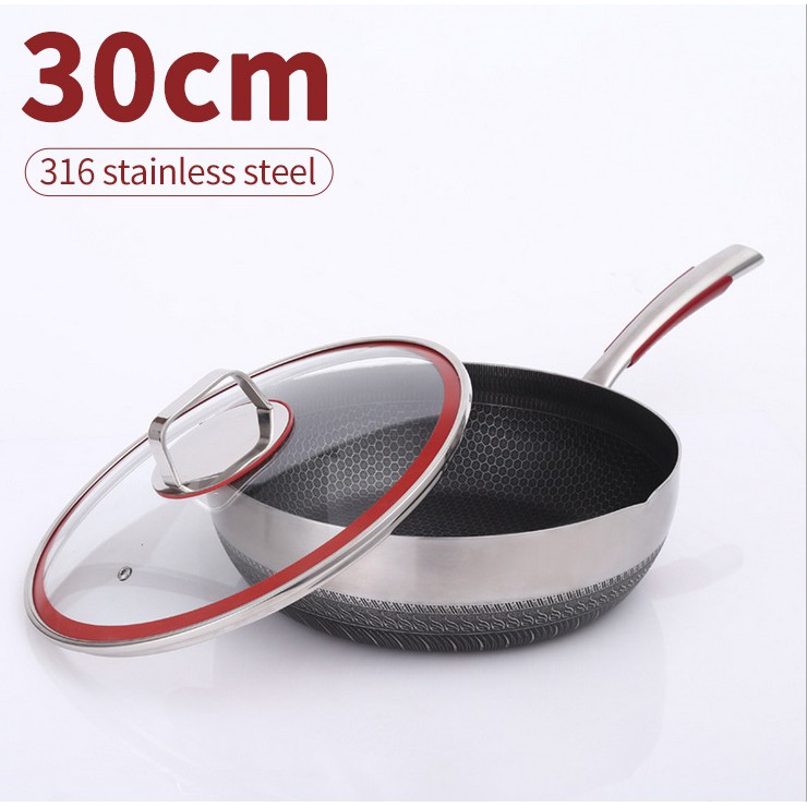 KATA Non-stick Wok 316 Stainless Steel Kuali Honey Comb Double Full ...
