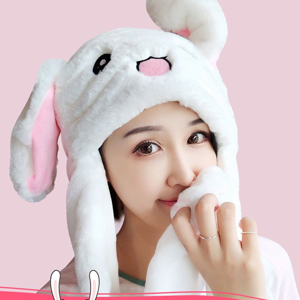 Cute Wind Proof Eye Movable Ears Bunny Ear Earflap With Light With ...