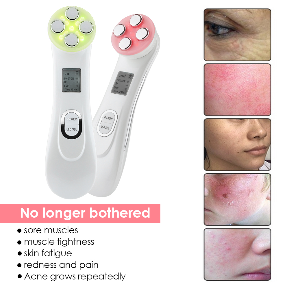 5-color LED EMS Face Lifting Massager Microcurrent Skin Rejuvenation Care Facial Importer Face ...