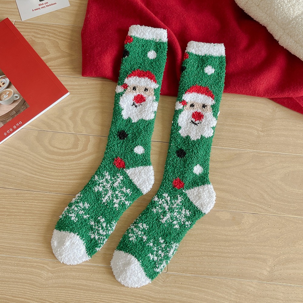 Sweet Calf Socks Christmas Stocking Fleece Long Tube Home Sleep Socks ...