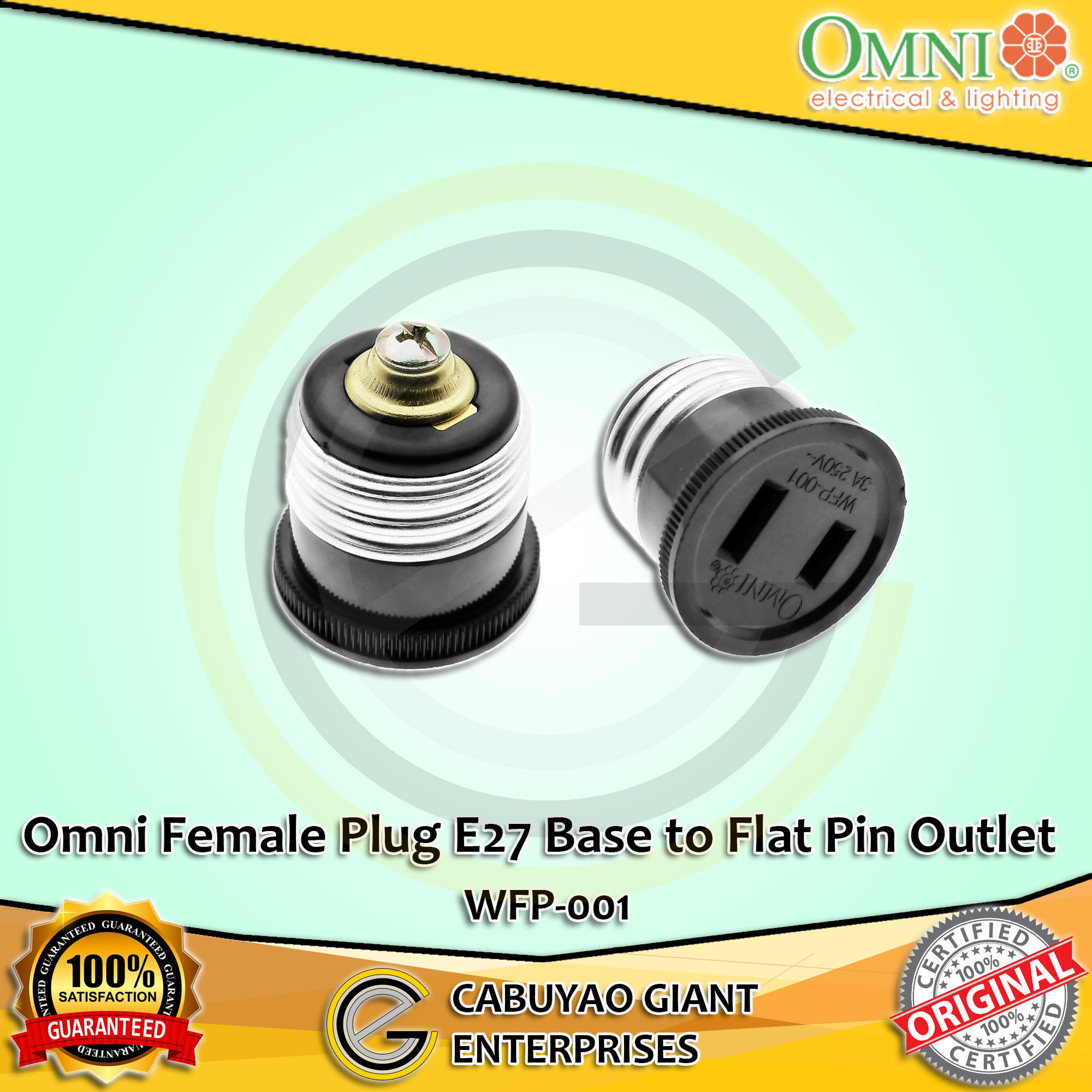 Omni Female Plug 3A 250V ~ E27 Base to Flat Pin Outlet WFP-001 | Lazada PH
