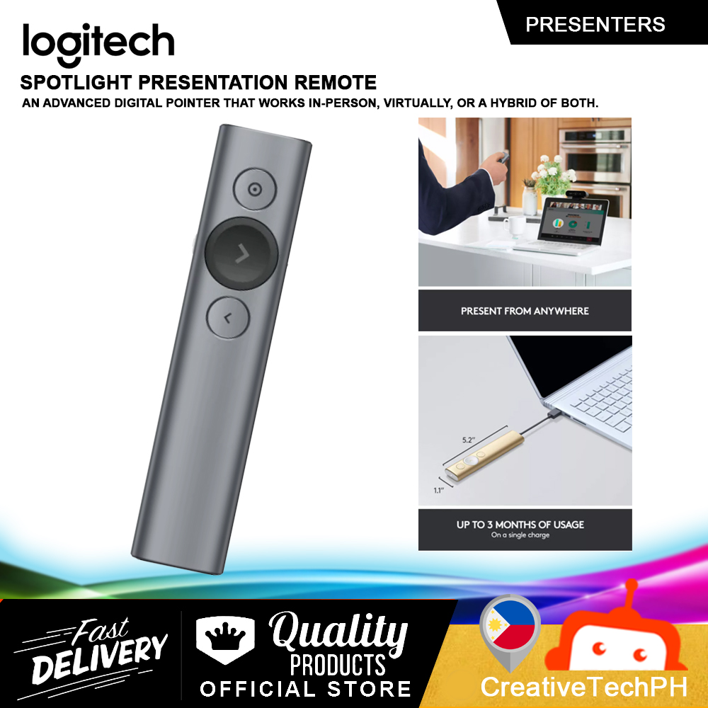 Logitech Spotlight Wireless Presentation Remote, 2.4 GHz and Bluetooth ...