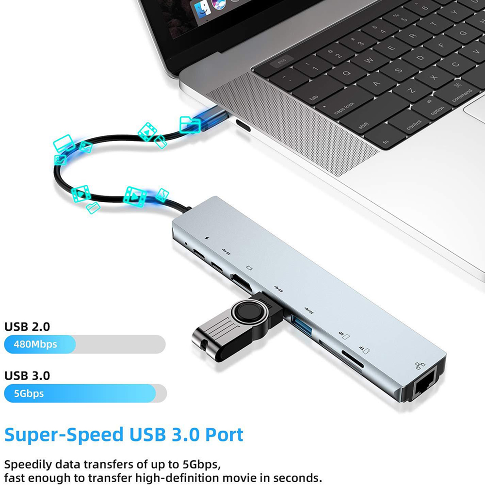 【Big-promotion】 8-in-1 USB C Hubs Docking Stations 4K HDMI-compatible ...