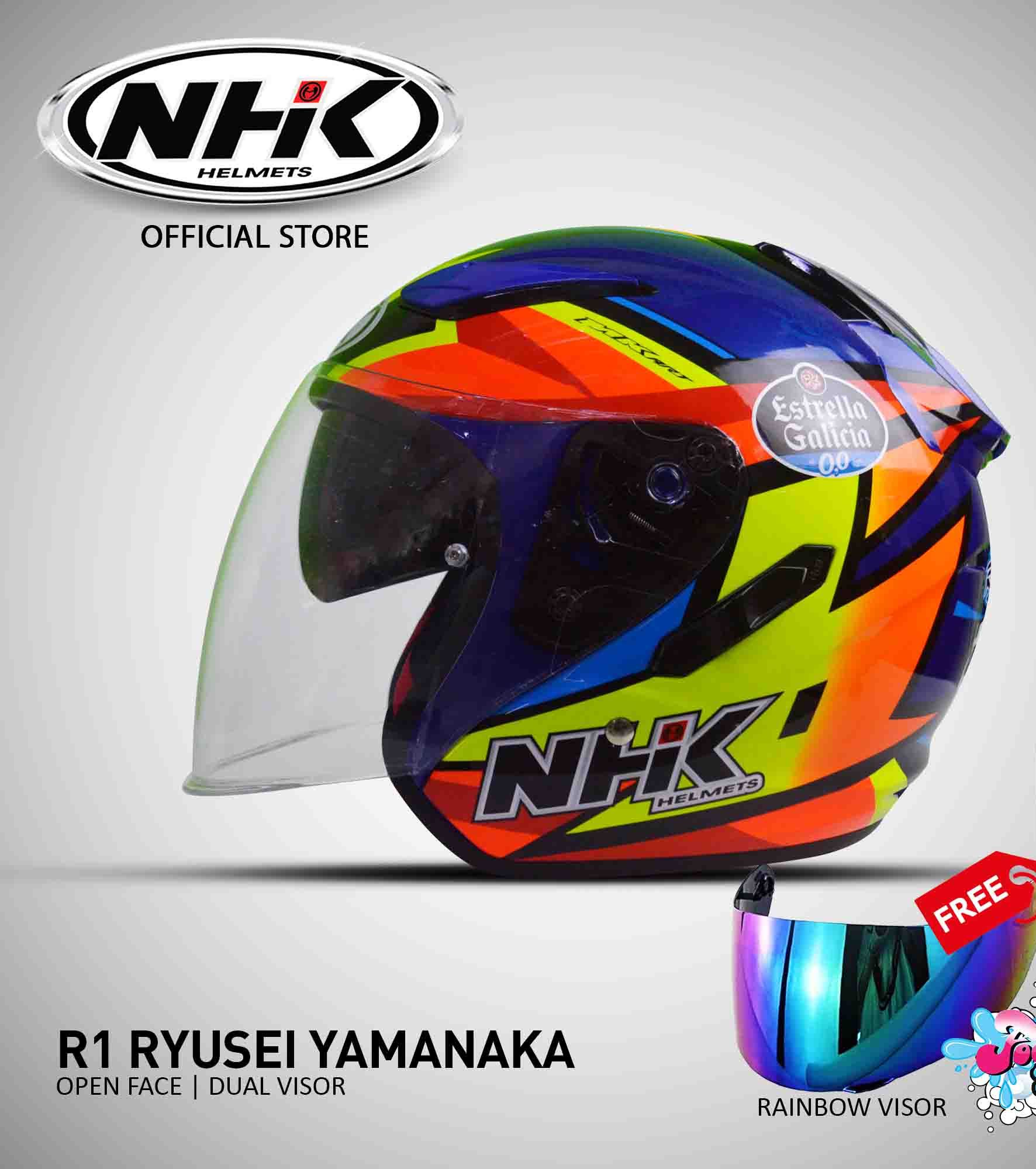 NHK HELMET R1 Ryusei Yamanaka Half face Dual Visor with Free Rainbow ...