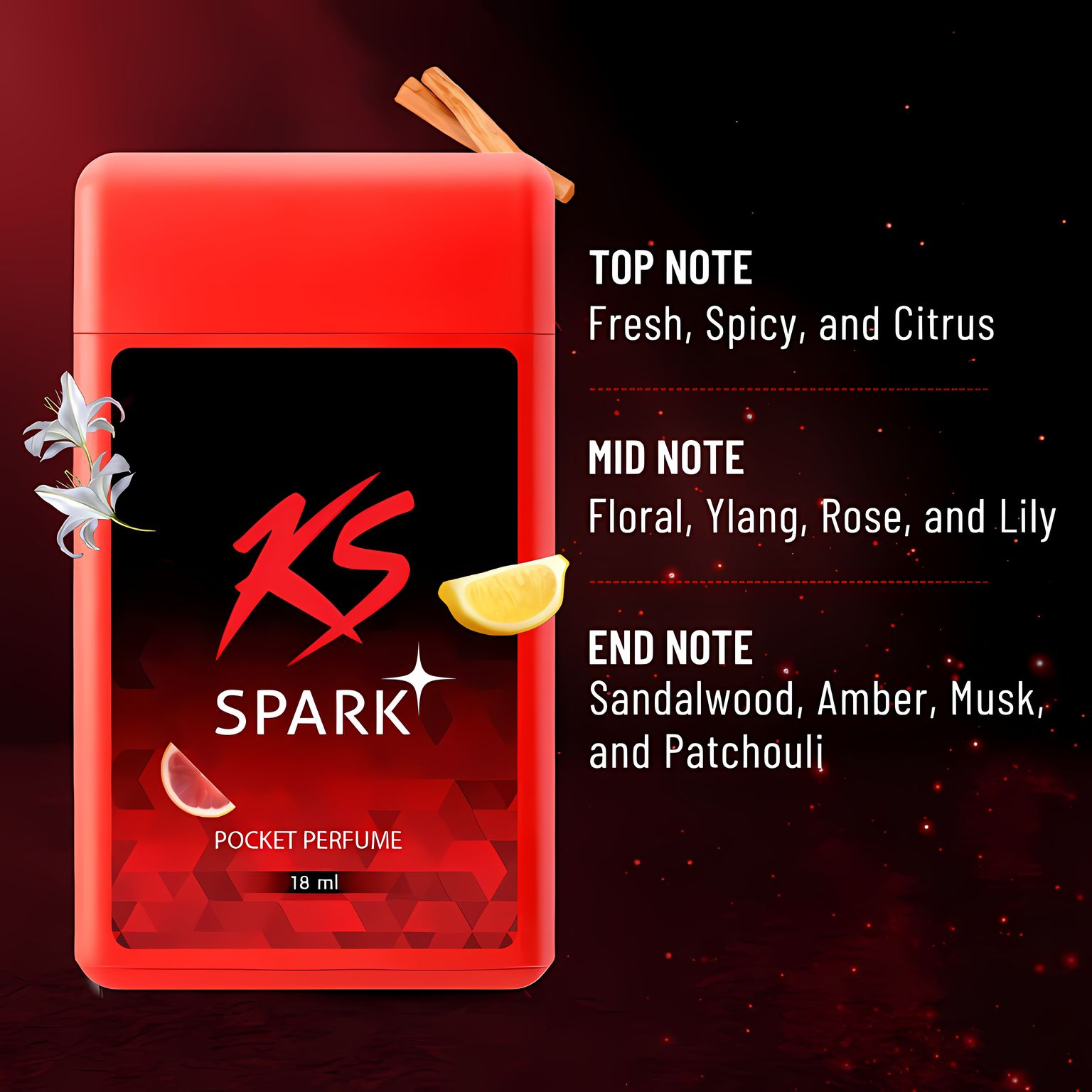 KS Pocket Perfume | 250 Sprays | Spark | Long Lasting Triple Notes ...
