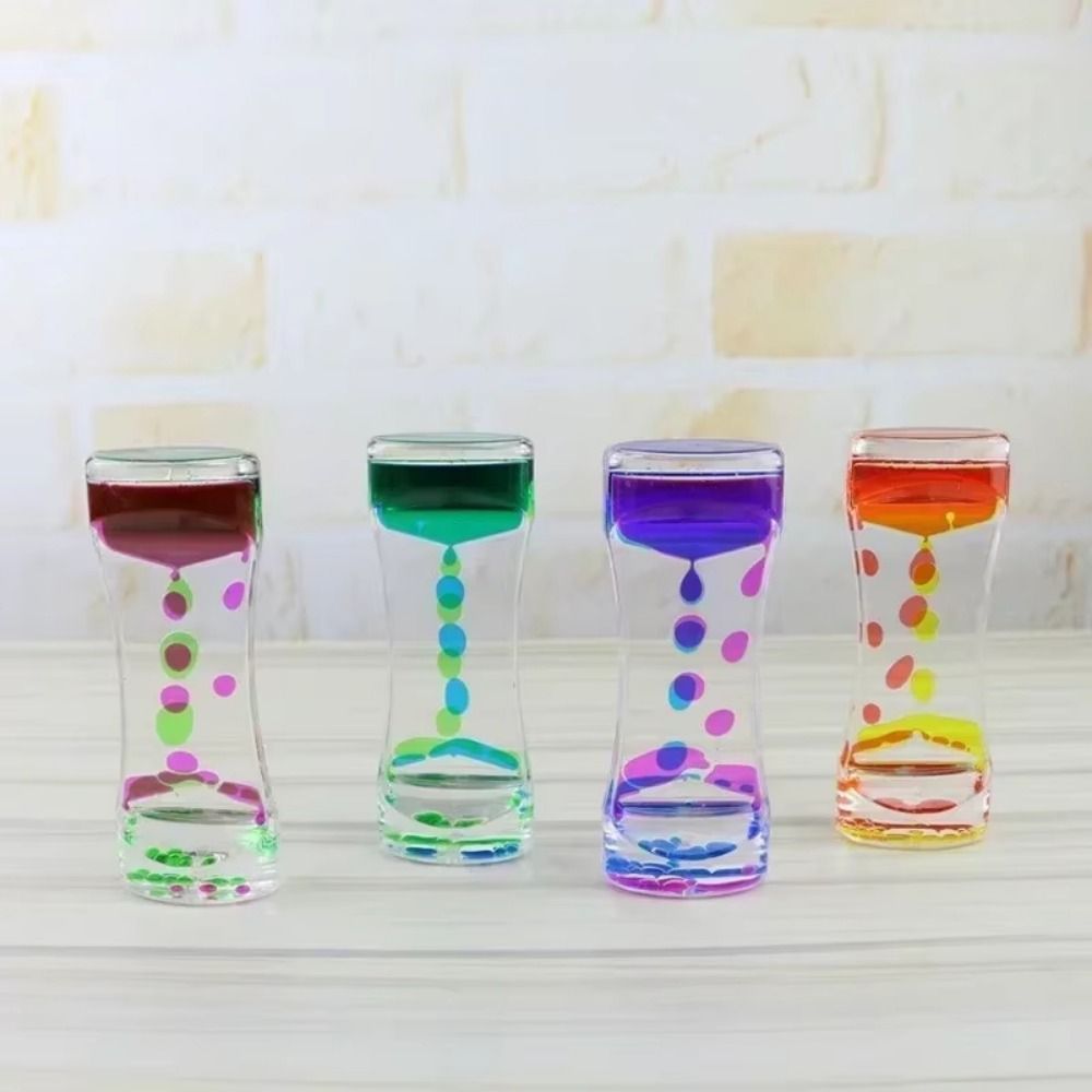 Fidget Toy Double Colors Oil Hourglass Timer Creative Acrylic Floating ...