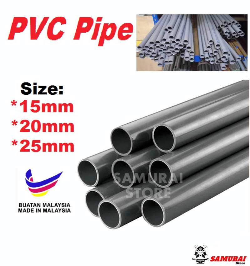PVC Pipe Grey / PVC Water Pipe / Tebal & Nipis (1/2" 15mm) (3/4" 20mm) (1" 25mm) x 1 Feet | Lazada