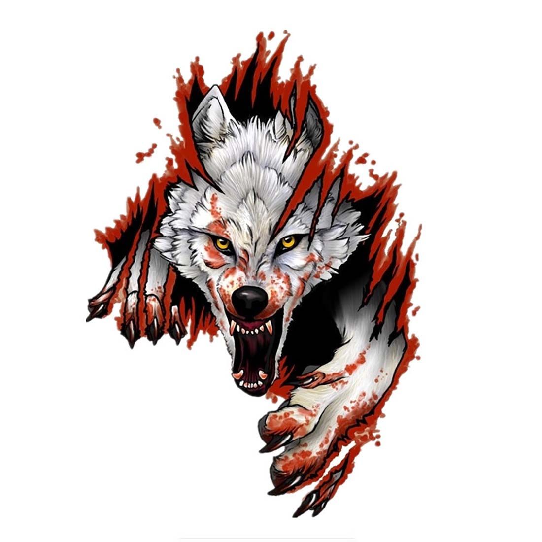 Creative 3d New Angry Wolf Car Reflective Personality Car Decals ...