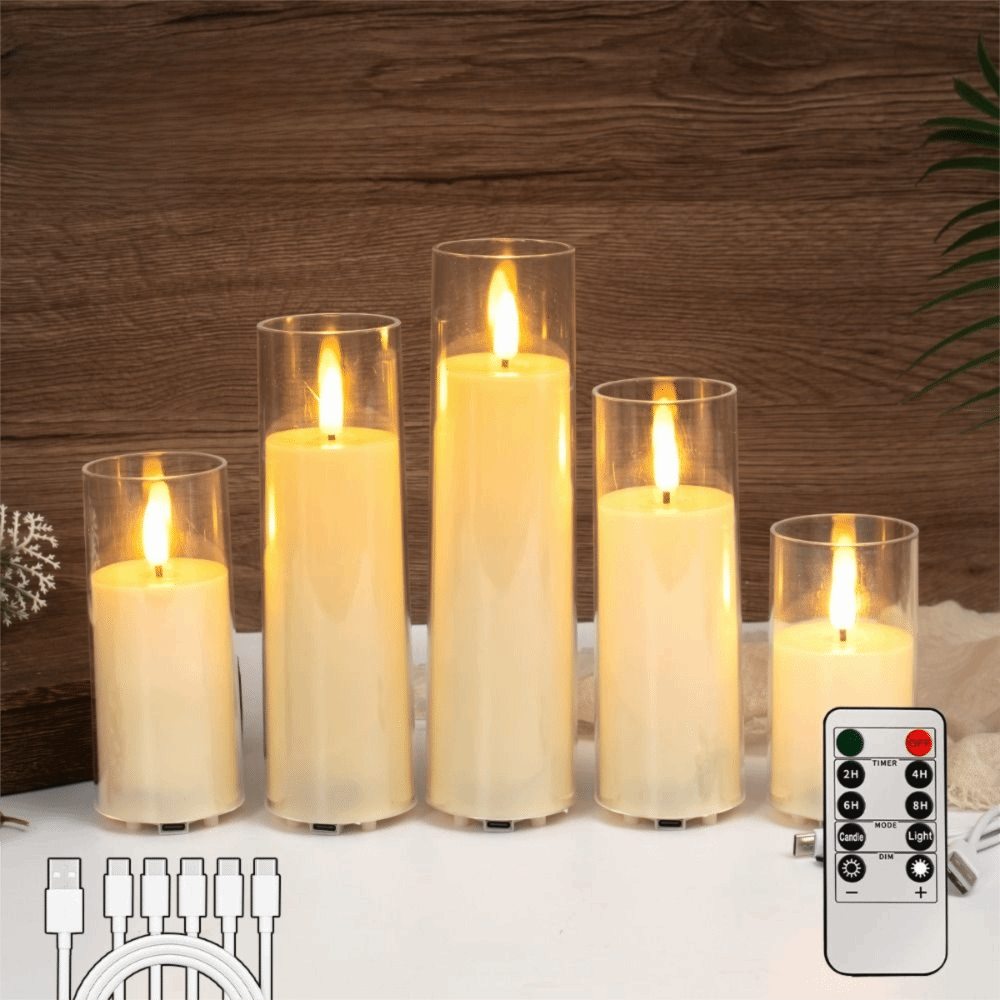 Romantic Rechargeable LED Flameless Candles with Remote Control Timer ...