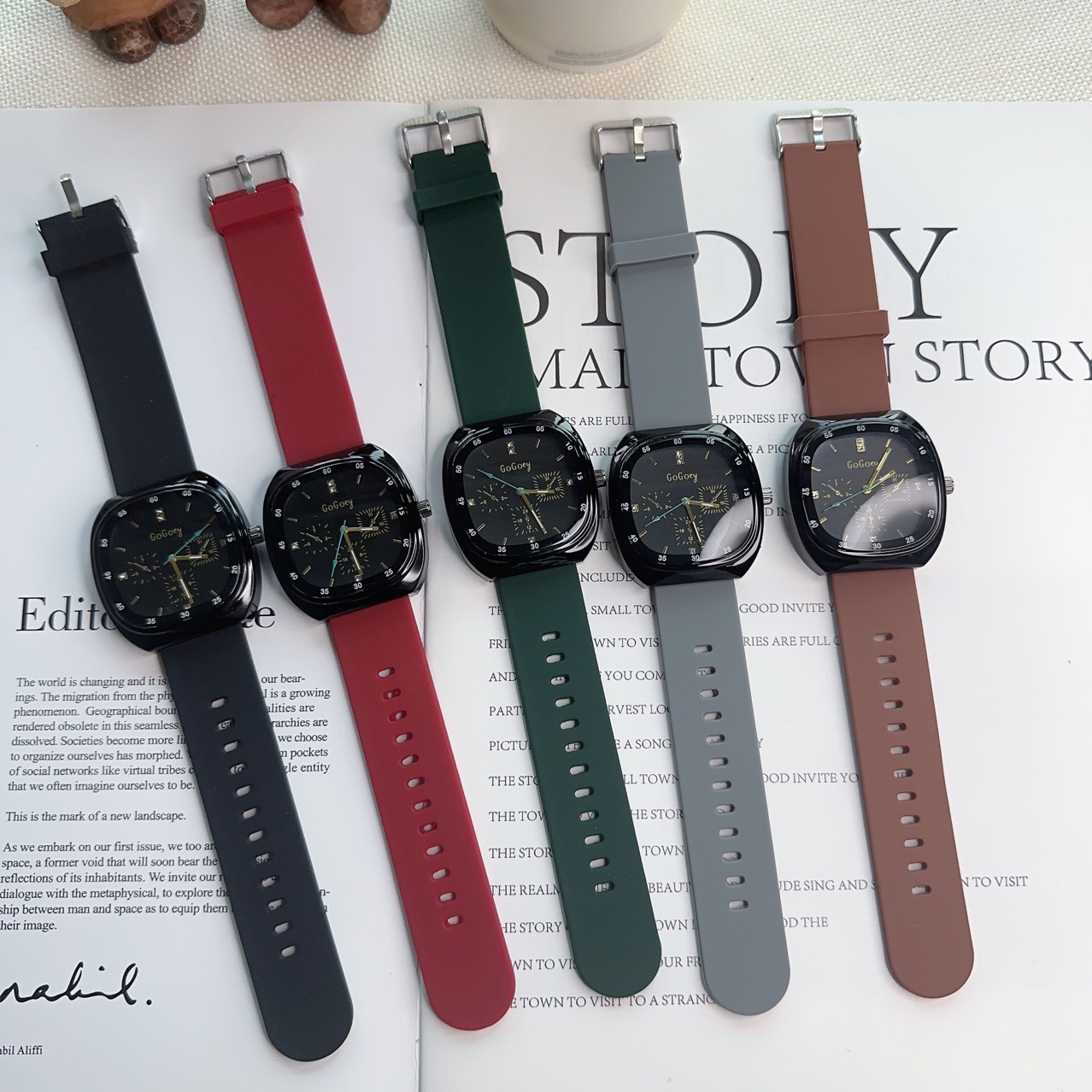 Large Dial Silicone Strap Men's Watch Women's Sports Casual High-End ...