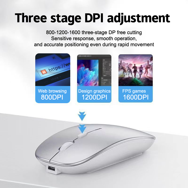 Portable Wireless Mouse Bluetooth-compatible 2.4GHz Dual Modes Computer ...