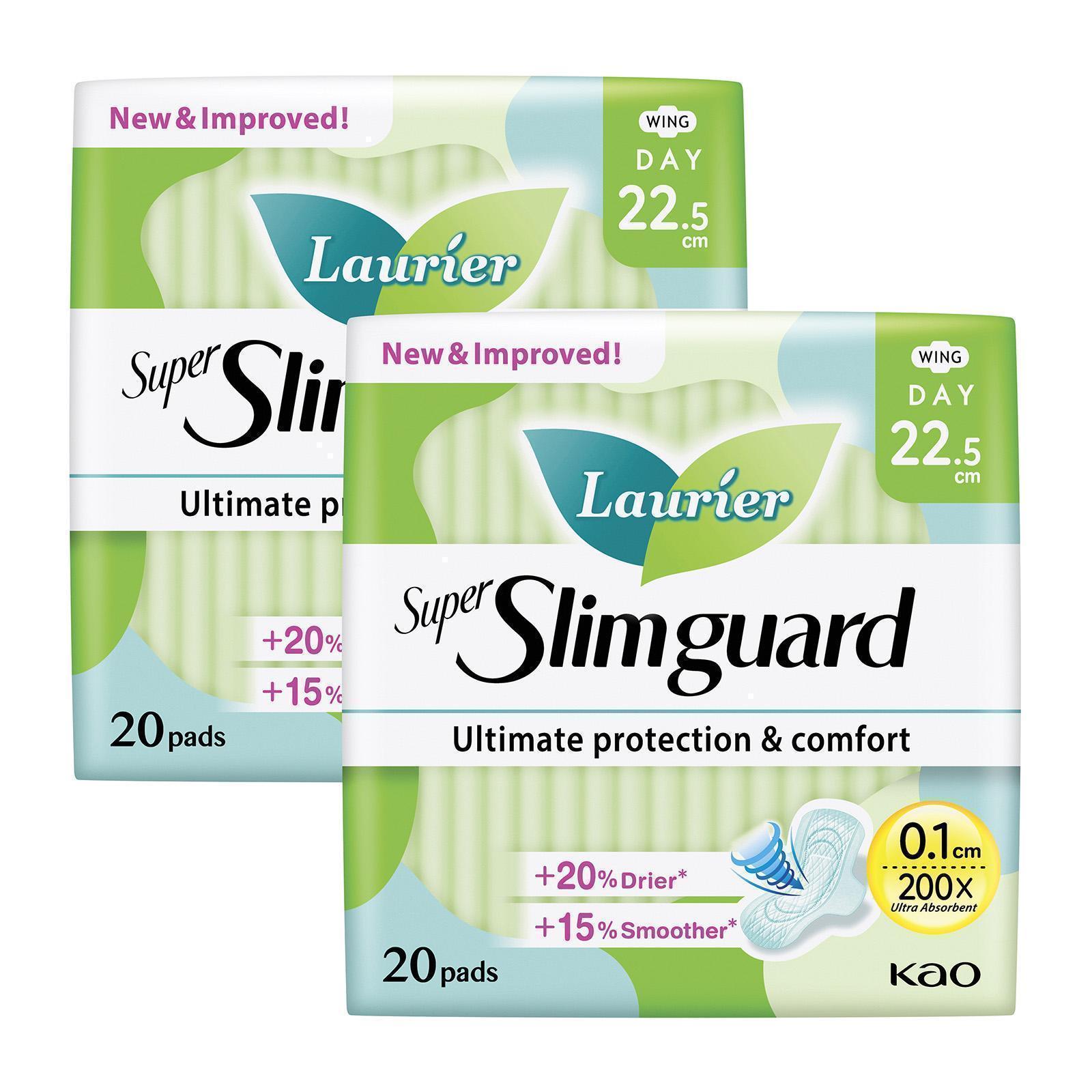 Laurier Super SlimGuard Day Wing Sanitary Pads 22.5cm 20s Twinpack ...