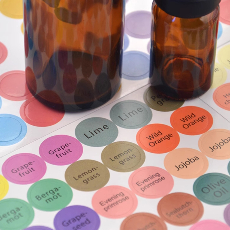 1Set 192 Pcs Pre-Printed Essential Oil Bottles Cap Lid Labels Round ...