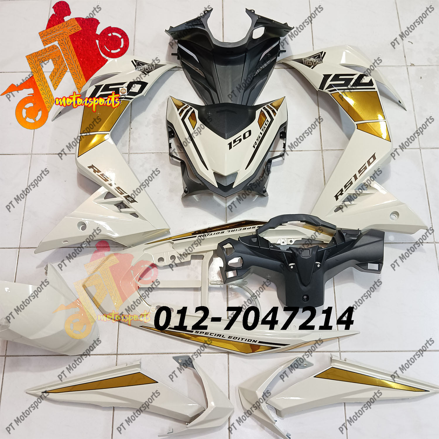 Honda RS150 V1 V2 Creamy White Cover Set Black Gold Special Edition 20 ...