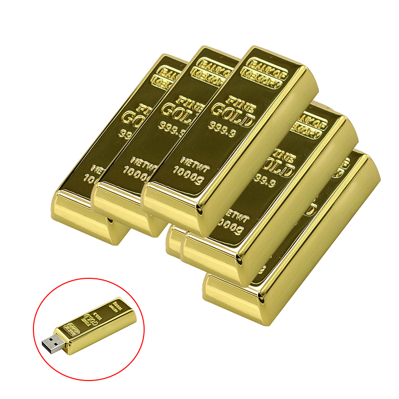 Rectangle USB Personalised Pendrive 256 32 8 gb Bullion gold bar ...