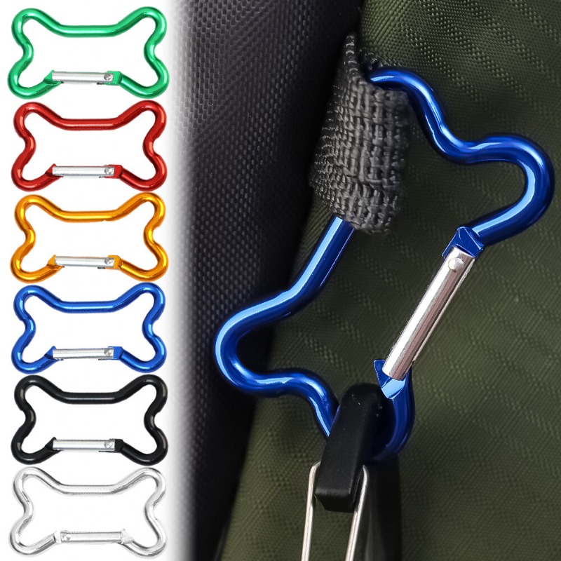 5Pcs Bone Shape Carabiner Outdoor Climbing Camping Buckle Bold Aluminum ...