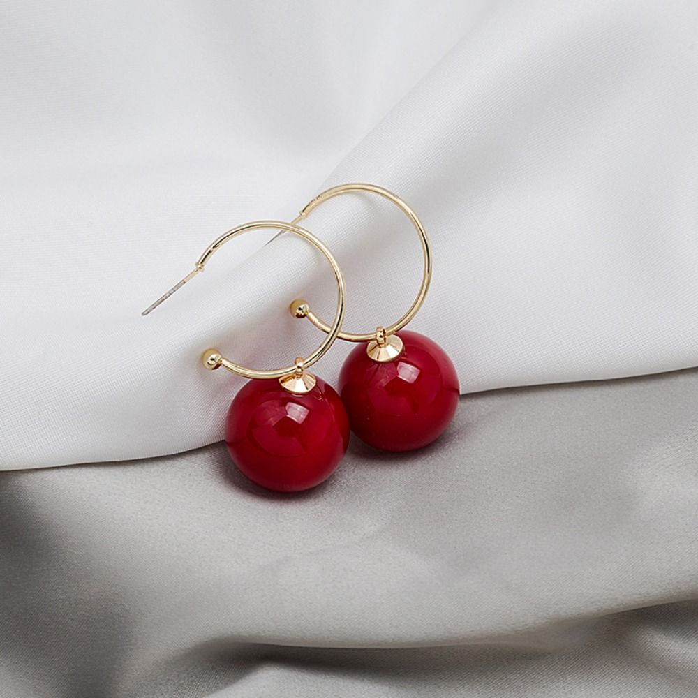 Vintage Fashion Big Ball Stud Earrings Charm Design Elegant Drop Ear ...