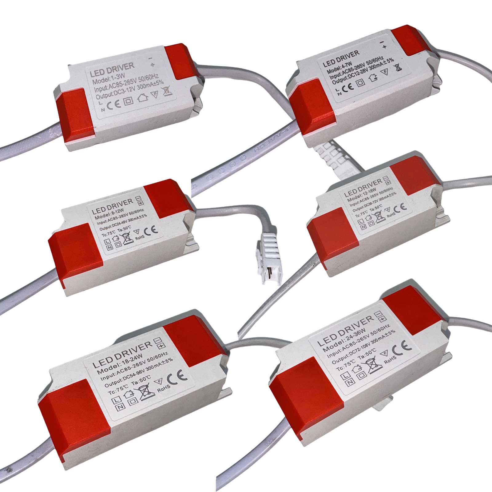 LED Driver Power Supply PATIKIL LED Driver 5-Pack | 1-3W 300mA Constant Current | AC 85-265V To ...