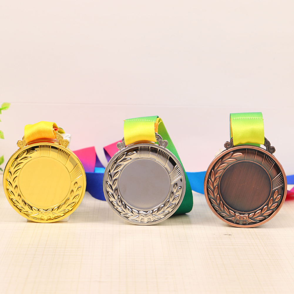 【SmartHorizon】1-10Pcs Award Medals Blank Medal with Color Ribbon Gold ...
