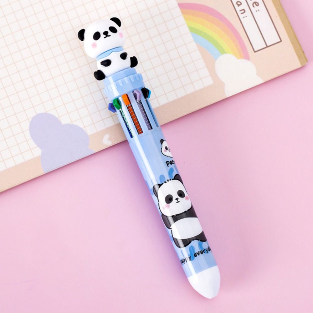 0.5mm Cartoon Panda Ballpoint Pen 10 In Cute Colorful Ink Gel Pen ...