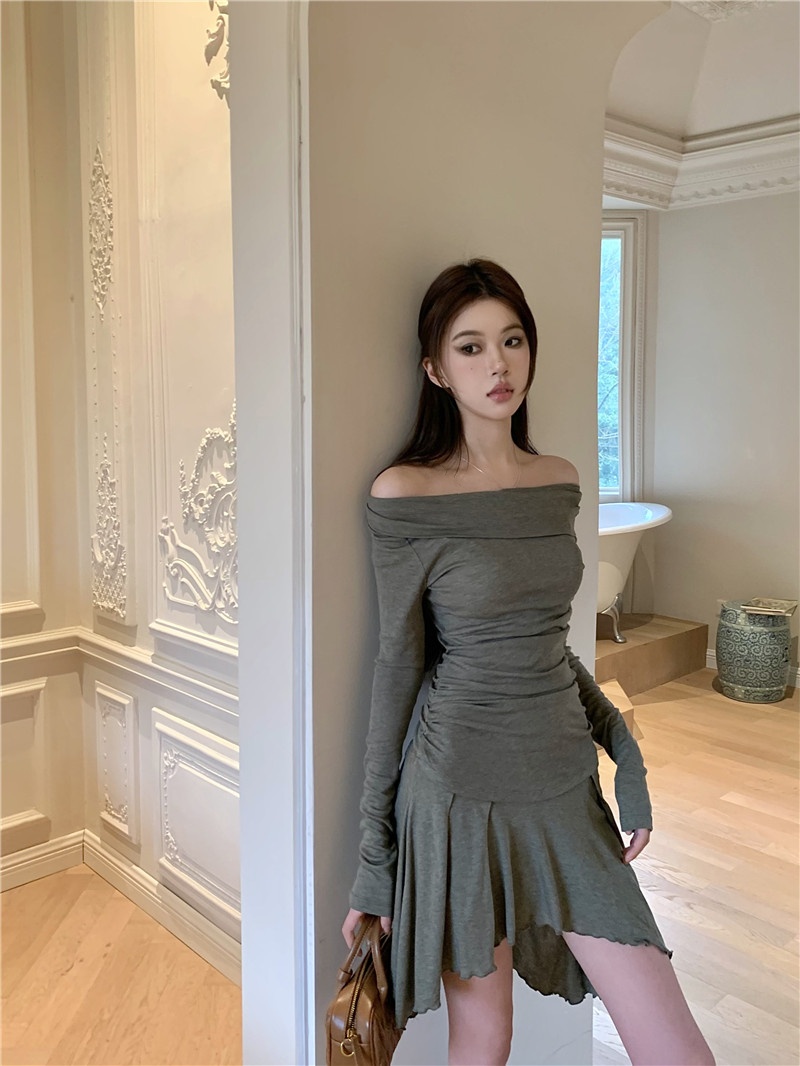 Luna Shopกระโปรงกระโปรงแฟชั่น ญ ชุดเดรสเปิดไหล่เซ็กซี่พร้อมการจับจีบไม่ ...