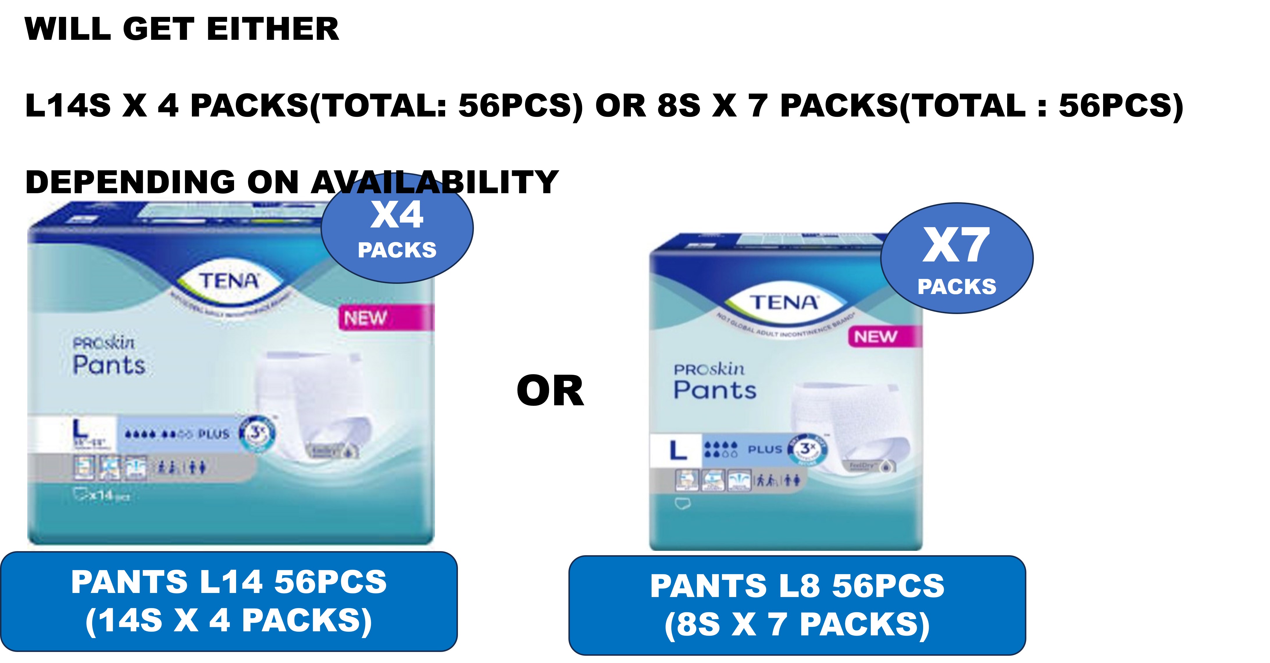 [CARTON SALE] TENA Pants Plus Proskin Adult Diapers (4 packs) - M14 x 4 packs/L14/XL12 x 4 packs ...