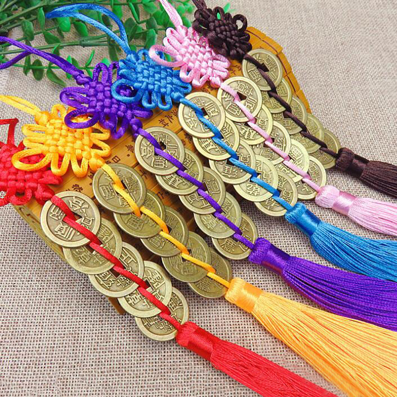 1x Chinese Knot Feng Shui Wealth Success Copper Coins Lucky Charm Home ...