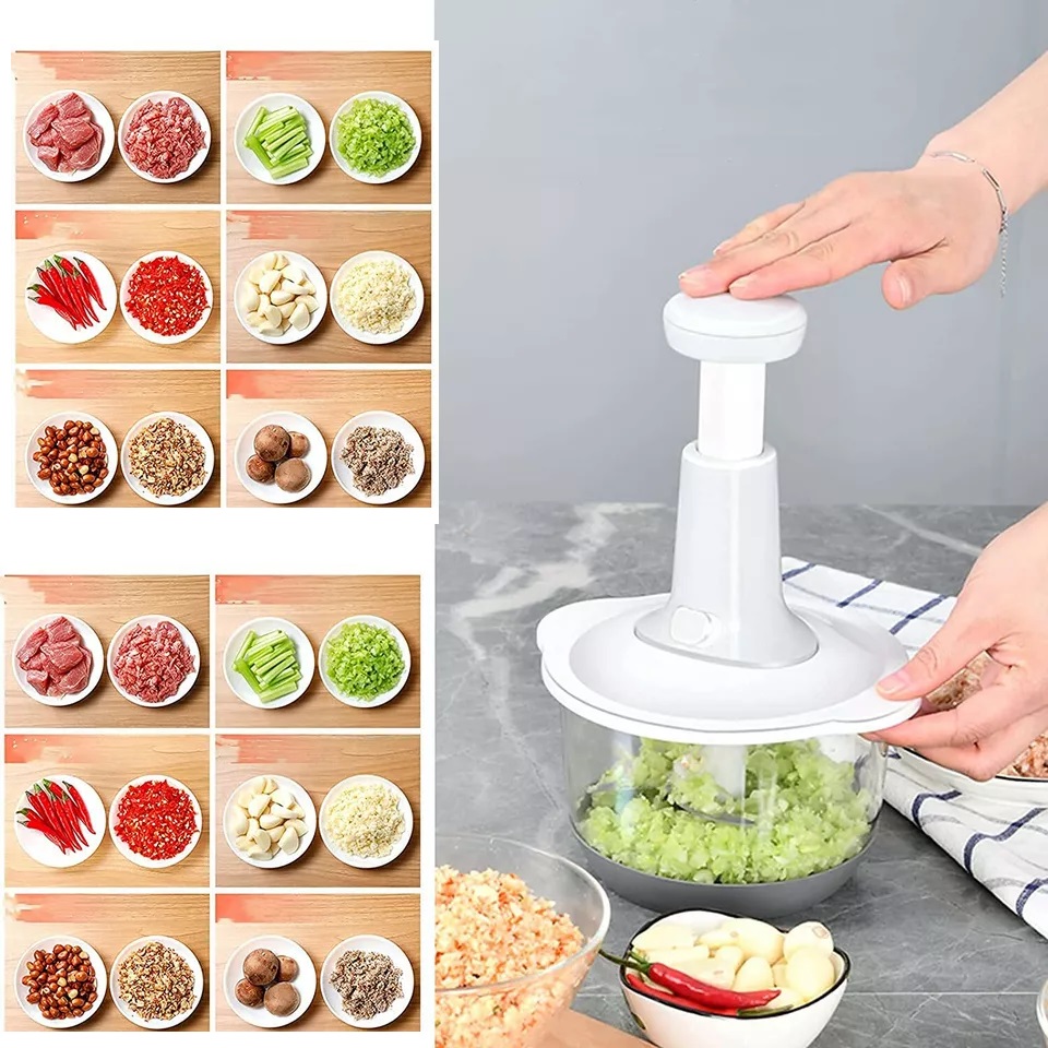 1500 ML Hand Pat Food Processor - Hand Push Chopper Machine Food ...