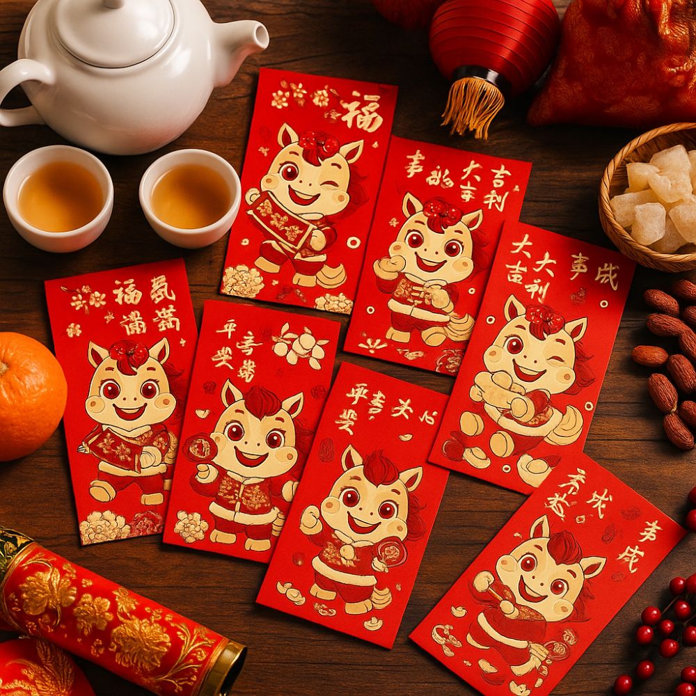 6pcs Gift Envelope Stamping 2026 New Year Red Envelope Paper ...
