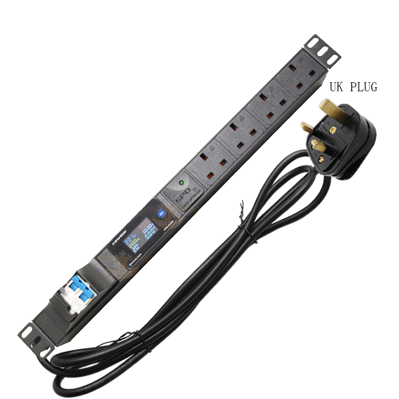 PDU Power extension strip LED AC Electricity Meter 16A Circuit breaker ...