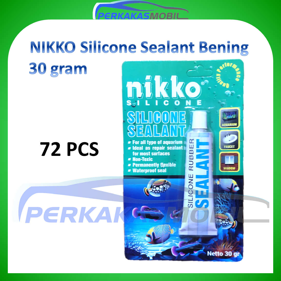 Silen Kaca Keramik Akuarium Silicone Sealant kecil NIKKO 30 Gram Asli ...