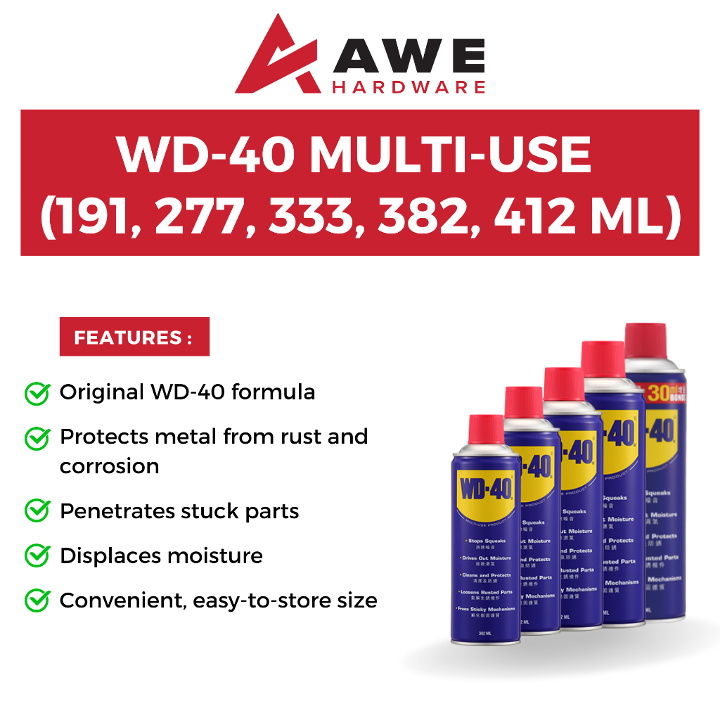 WD-40 Multi Use Product Anti Rust Multi Purpose Lubricant Spray Smart Straw Metal WD40 AWE | Lazada