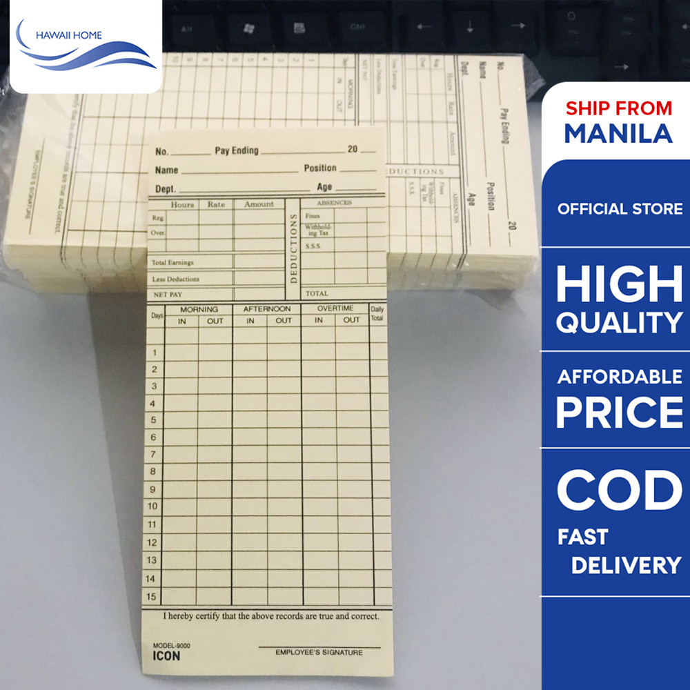 Hawaii Home Time Card Monthly Two Sided for Employee Attendance Time ...