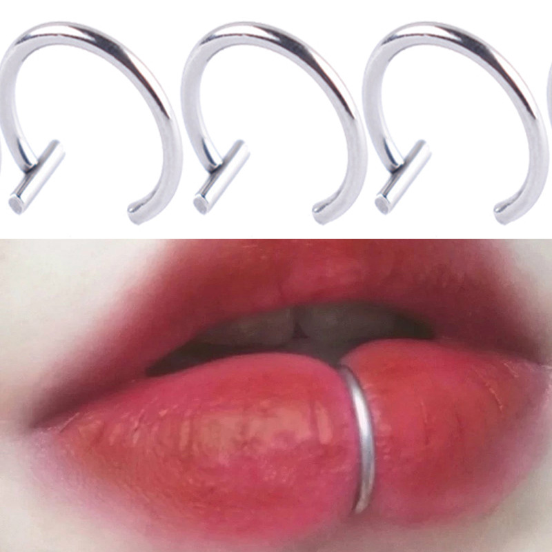Stainless Steel Piercing Jewelry Nose Ring Crossbar C- shaped Lip Ring ...