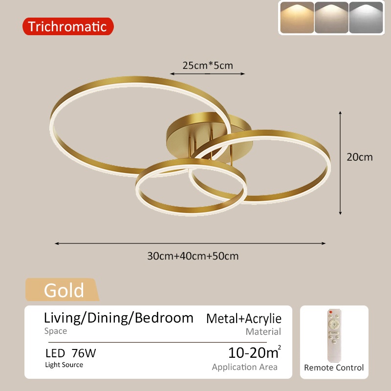 Nordic Chandelier Ceiling Light Sala Tricolor Lamp Dining Cieling ...