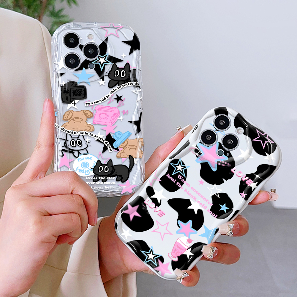 YYDS for Samsung J2 J7 Prime Back Cover Love Star Cream Texture Wavy ...