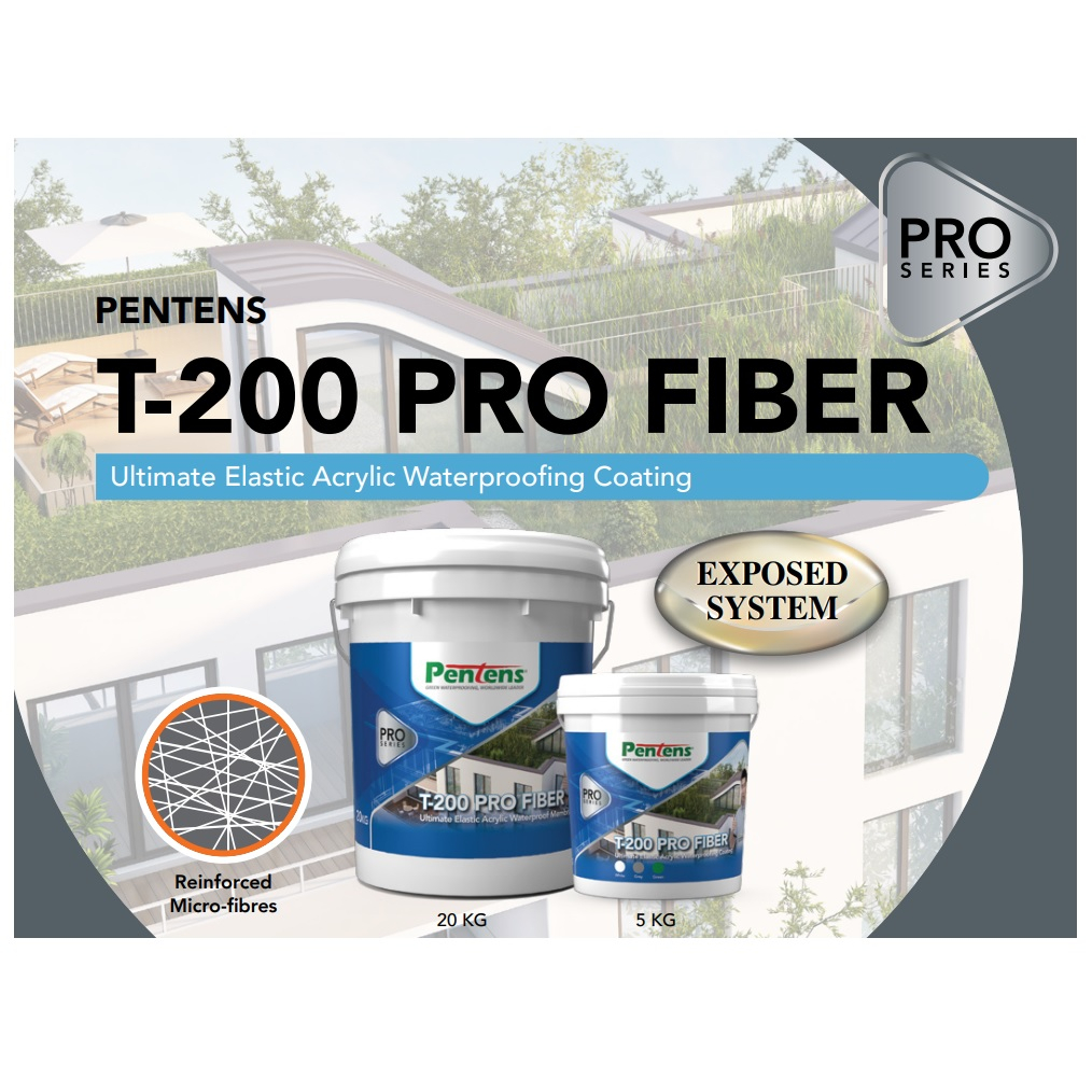 5KG Pentens T200 PRO FIBER / PENTENS T-200 Resistant Elastomeric Waterproofing Coating ( FLEX ...