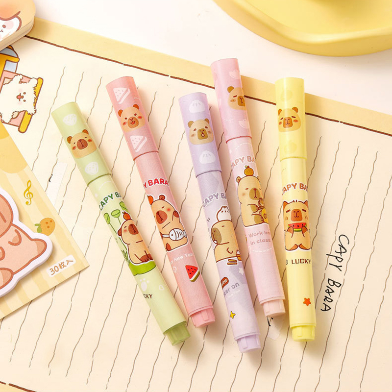 6Pcs Cute Cartoon Capybara Highlighter Pen Writing Smooth Quick-Drying ...