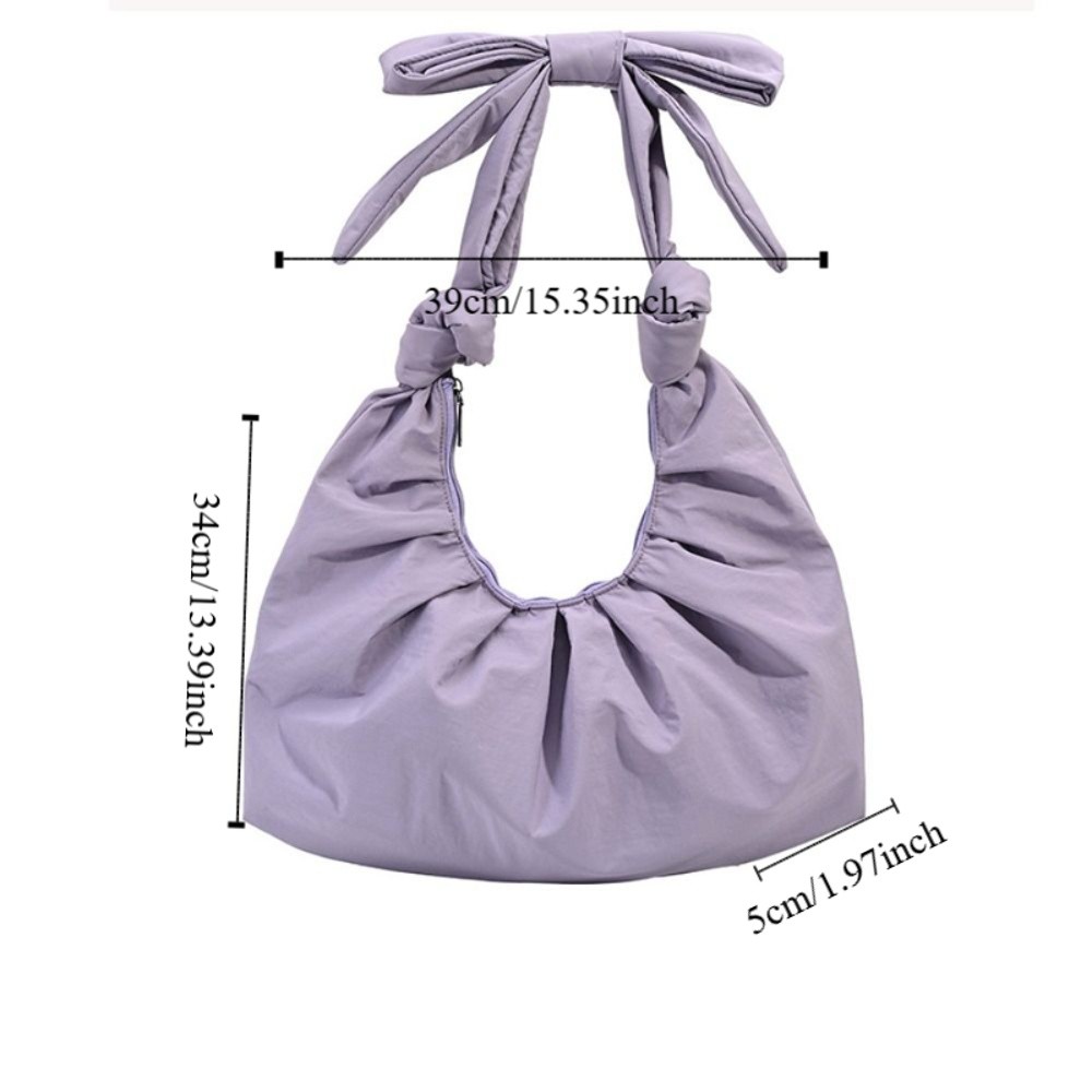 Elegant Sweet Pleated Bow Tote Bag Bowknot Cloud Bag Pure Color ...