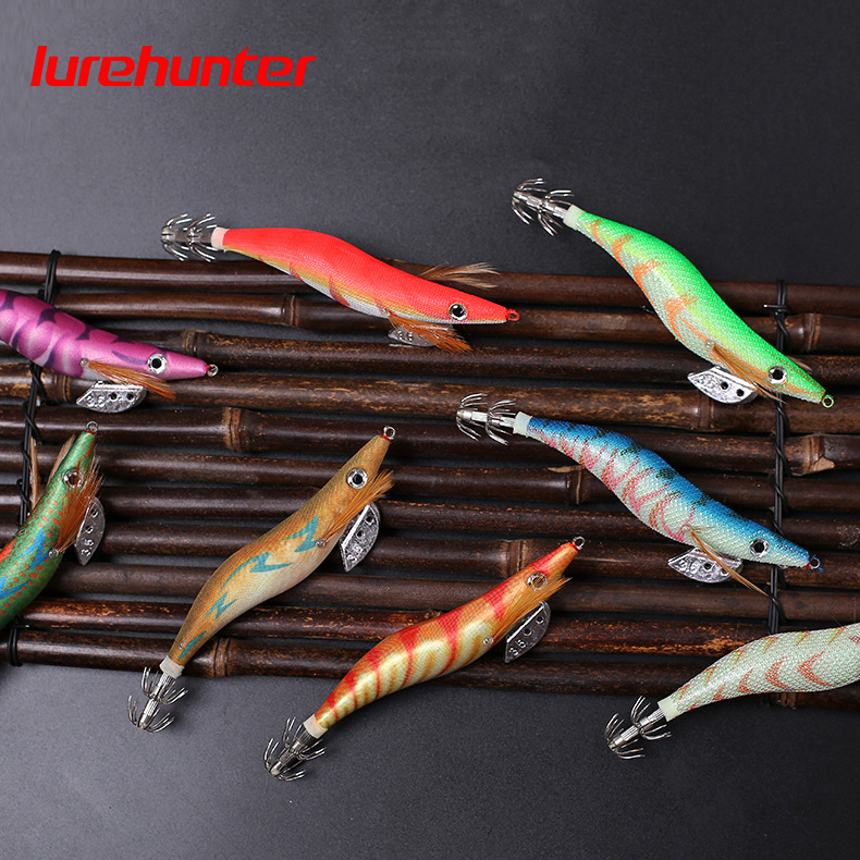 10PCS with Shrimp Bag 3D Printing 2.5 3.0 Hook Luminous Squid Fishing Shrimp Lure Squid ...