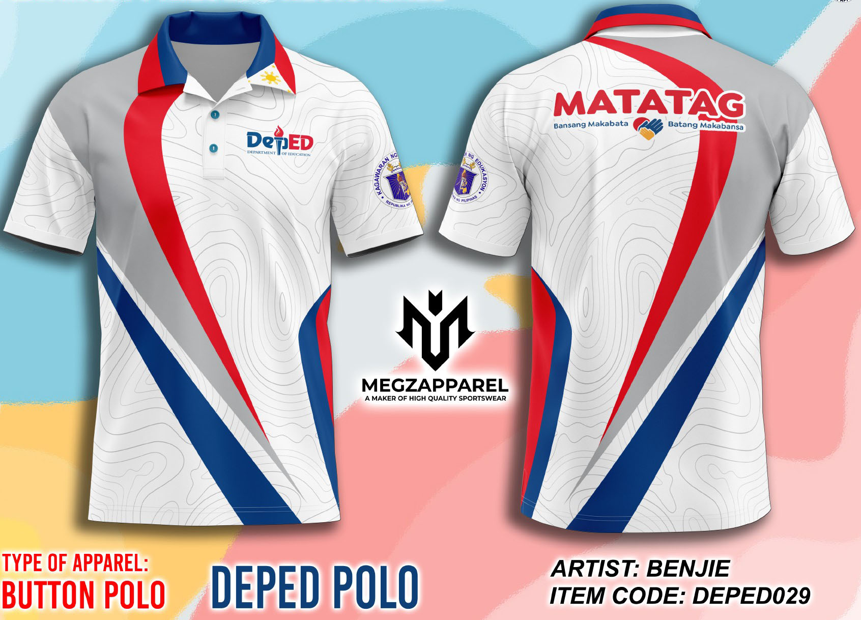 DEPED MATATAG POLO SHIRT FOR MEN UNIFORM FULL SUBLIMATION POLO-Shirt ...