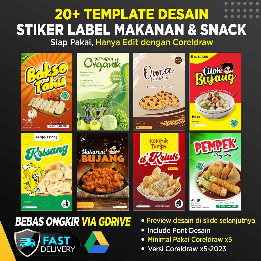 Template Desain Stiker Label Makanan Snack Kekinian | Lazada Indonesia