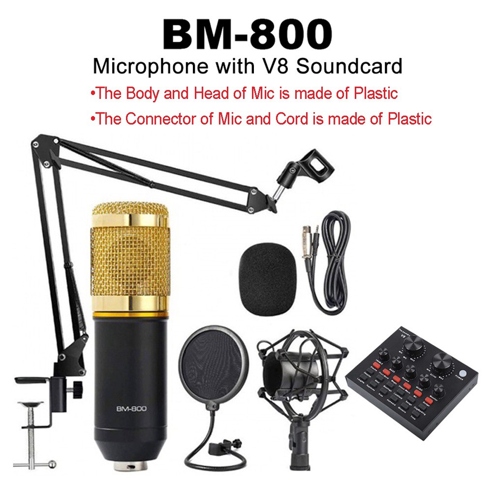 Popcorn BM800 With V8 Soundcard Condenser Microphone | Lazada PH