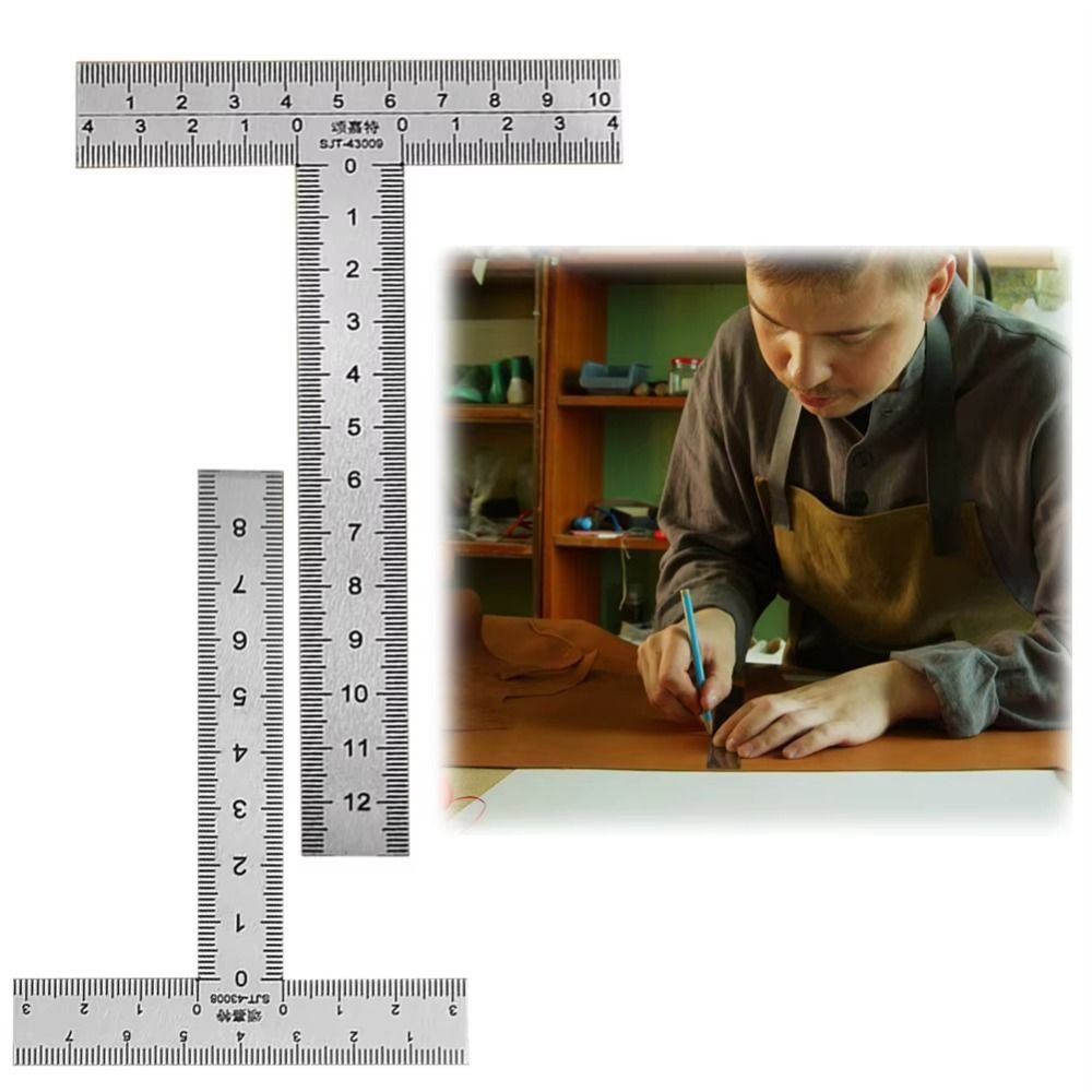 Layout Stainless Steel T-Shaped Ruler Measuring Tool Sturdy Right Angle ...