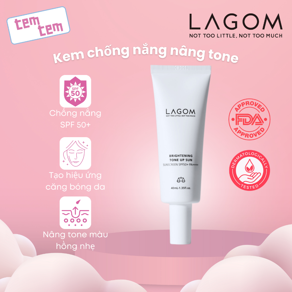 Kem chống nắng nâng tone da LAGOM Brightening Tone-Up Line 40ML [SPF 50+ PA++++] | Lazada.vn