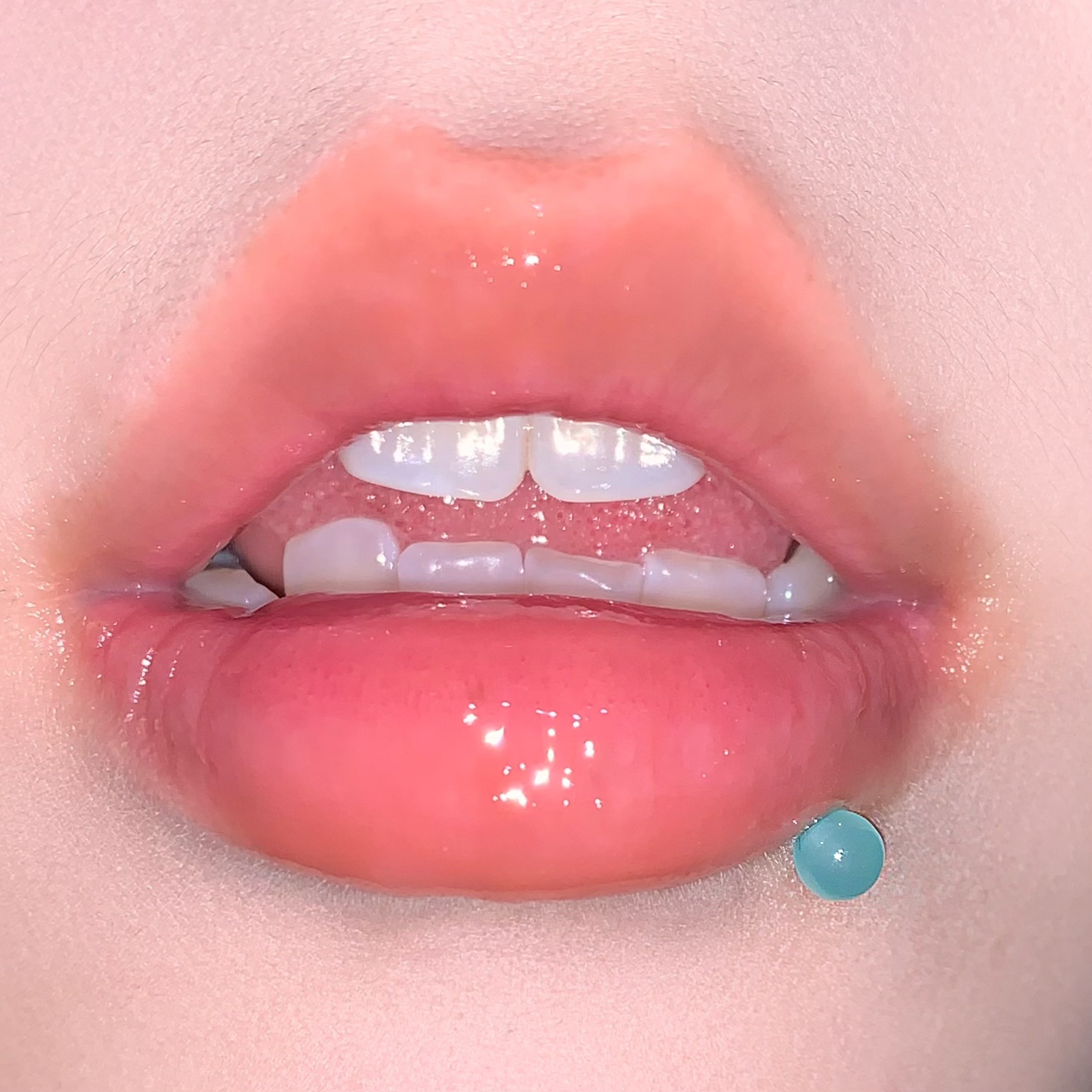 Mint green steel titanium lip nail summer limited acrylic ball straight ...