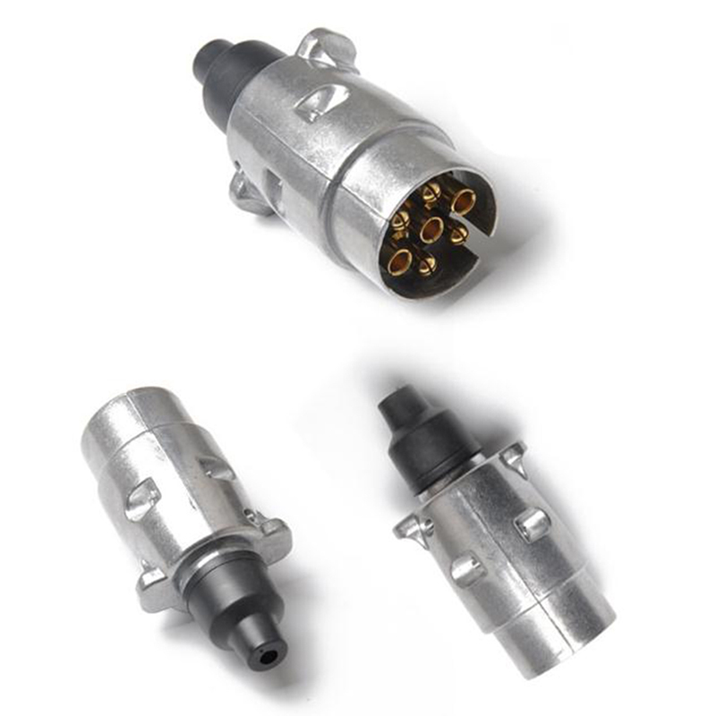 7 Pin Metal Trailer Plug Towbar Towing Lights Socket Car Van Caravan ...