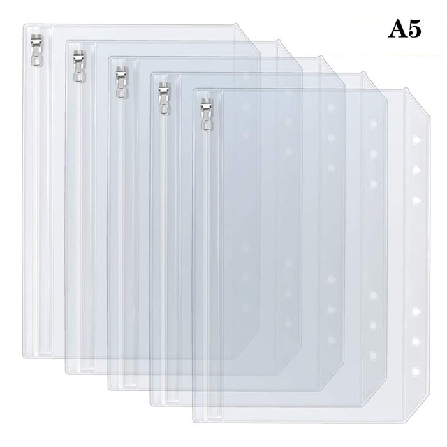 【The Quiet Page】A5 A6 Clear Binder Cash Envelopes With Metal Zipper 6 ...