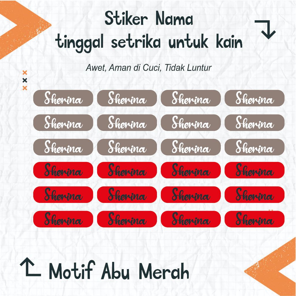 Sticker Nama Label Printing Kain / kaos Sablon setrika Gratis Custom ...