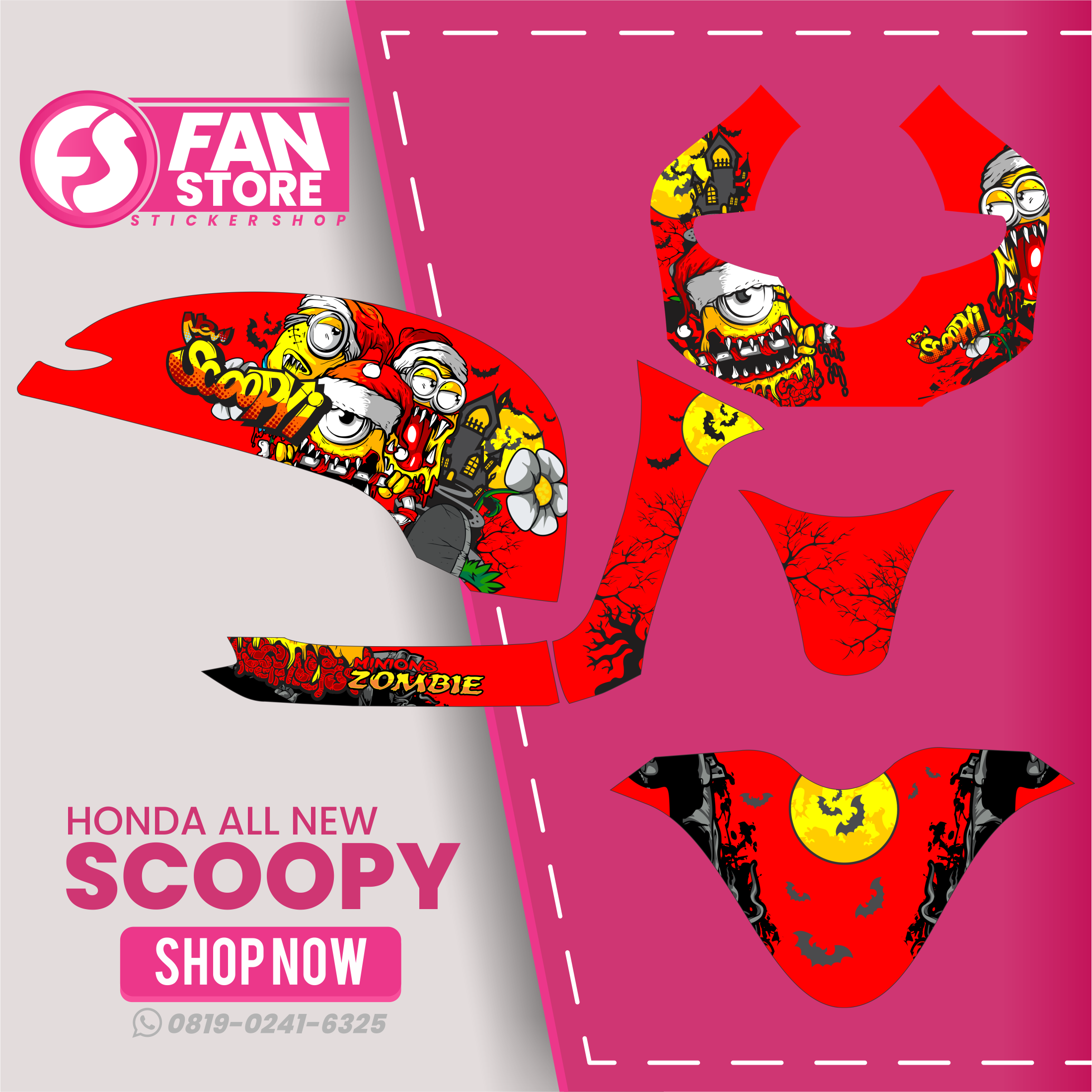 Sticker Decal Honda Scoopy New Full Body MINIONS ZOMBIE - Decal Scoopy ...